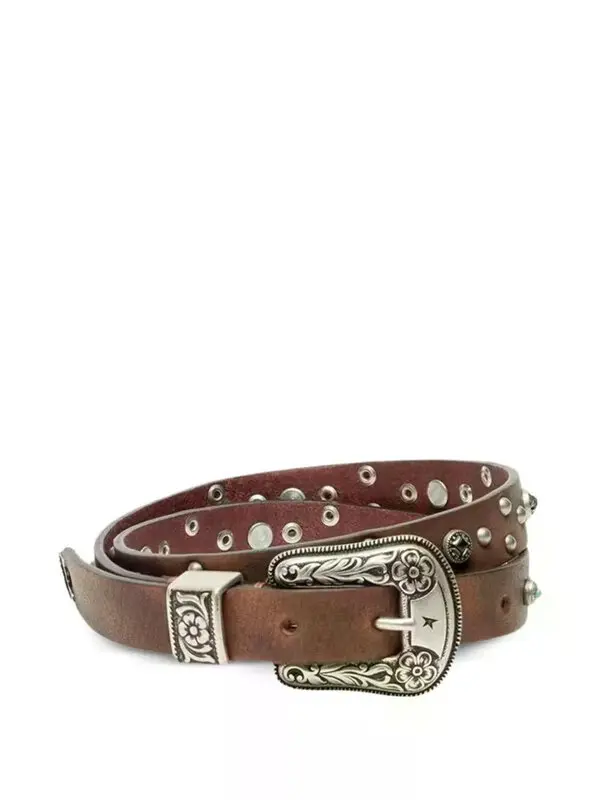 GOLDEN GOOSE Stud-embellished Leather Belt - Brown