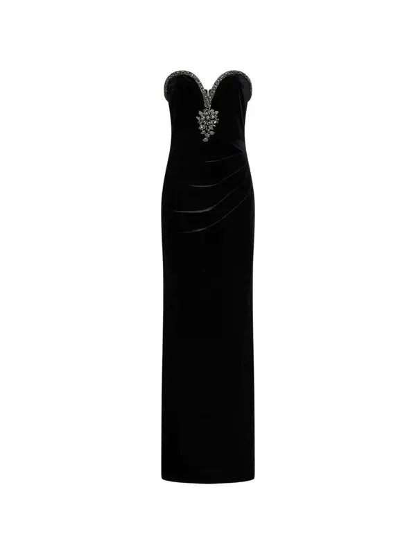 SELF-PORTRAIT Crystal-embellished Strapless Maxi Dress - Black