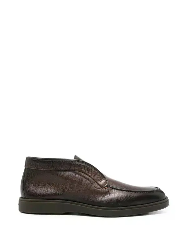 Santoni Grainy Leather Slip-on Boots
