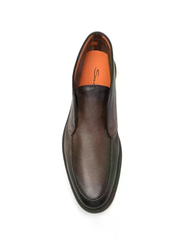 Santoni Grainy Leather Slip-on Boots