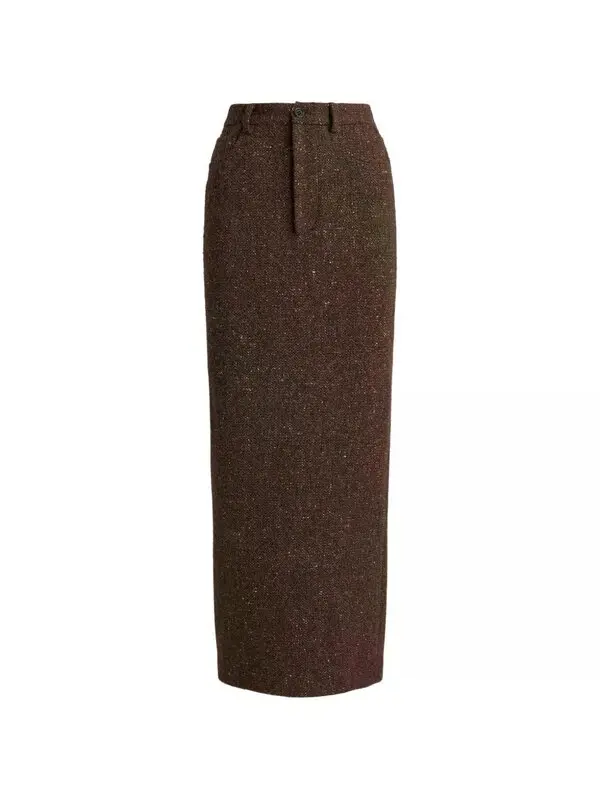 Ralph Lauren Fontaine Tweed Long Skirt - Brown