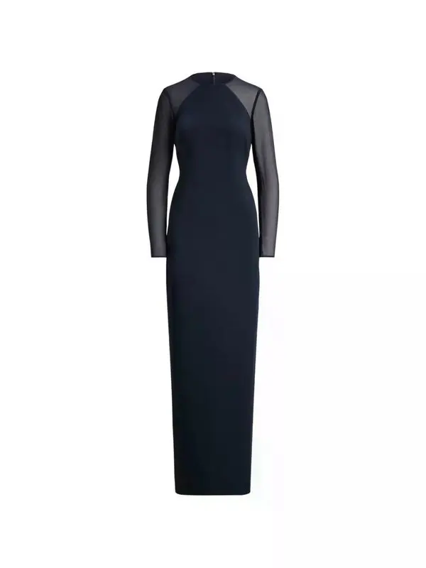 Ralph Lauren Maxi Georgette-trim Crepe Gown - Blue