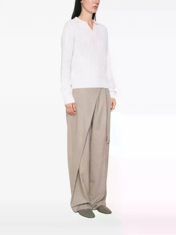 PUROTATTO Cable-knit Polo-collar Sweater