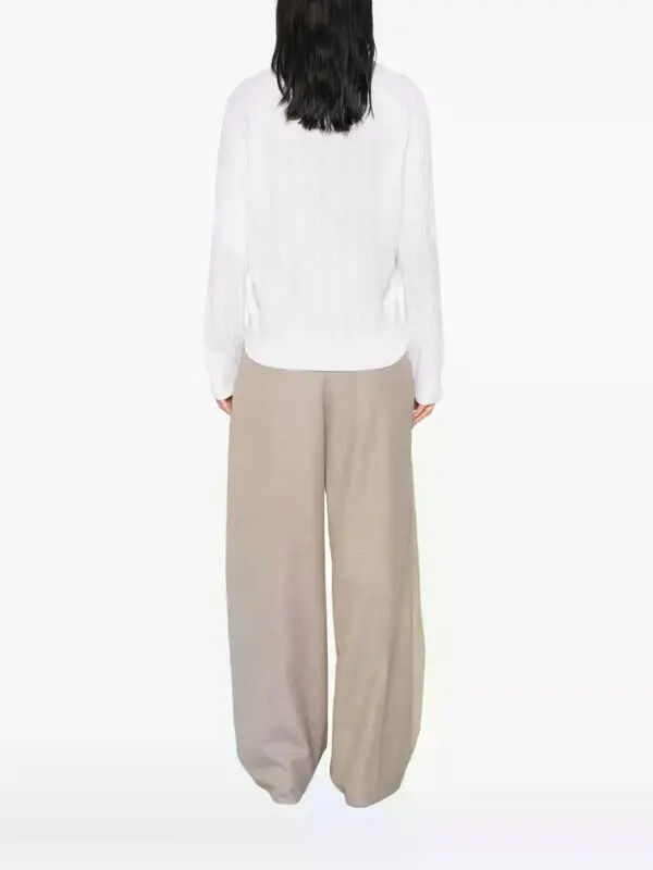 PUROTATTO Cable-knit Polo-collar Sweater