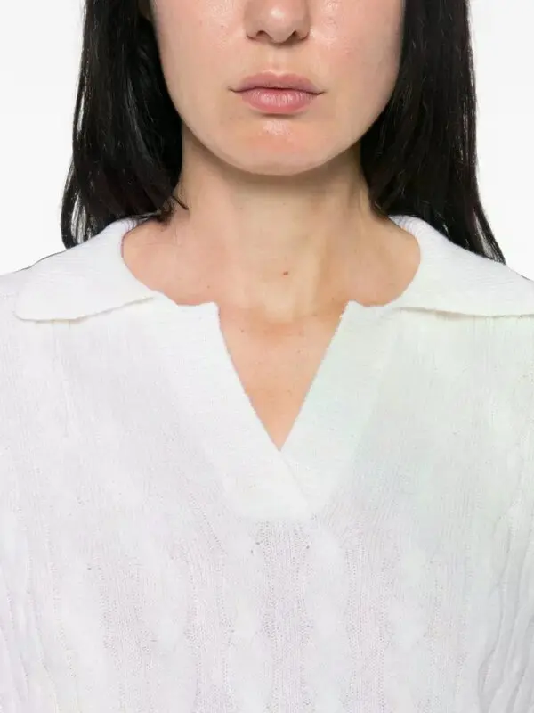 PUROTATTO Cable-knit Polo-collar Sweater