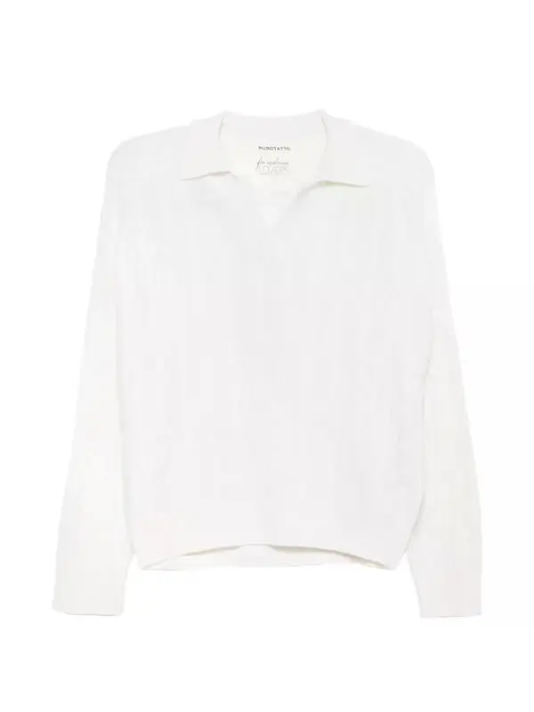 PUROTATTO Cable-knit Polo-collar Sweater - Neutrals