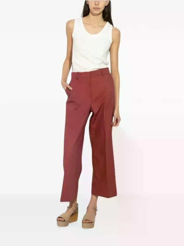 Max Mara Wkdzircone Cropped Wide-leg Trousers - Red
