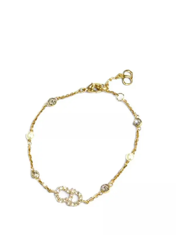 Dior 2021-2026 Plated Crystal And Faux Pearl Clair D Lune Bracelet Costume Bracelet - Gold