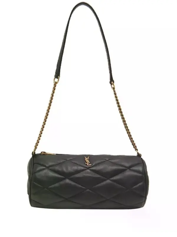 Saint Laurent 2022 Mini Quilted Lambskin Sade Tube Bag Shoulder Bag - Black