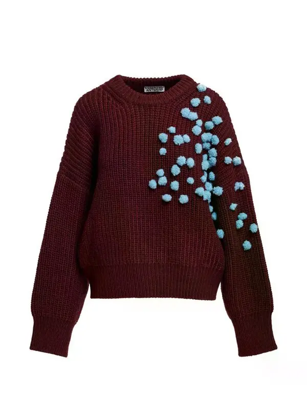 Essentiel Antwerp Pompom-embellished Chunky-knit Sweater - Red