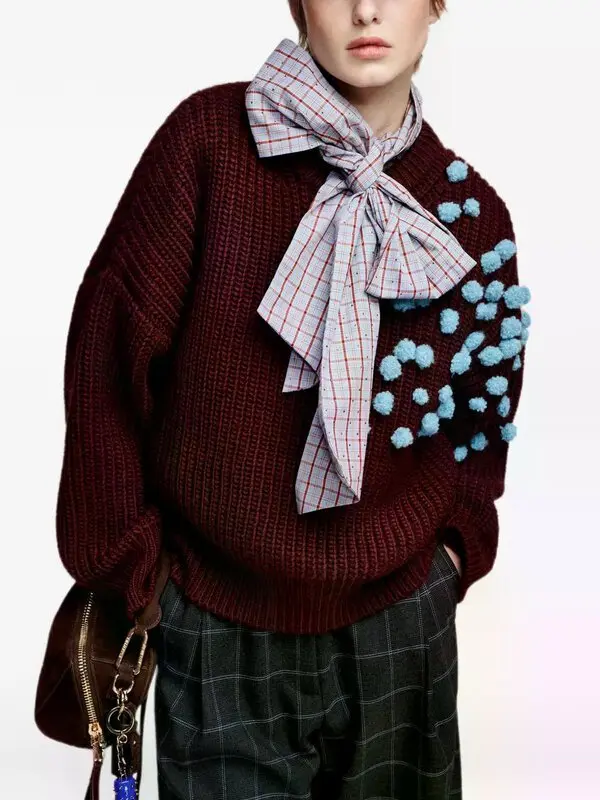 Essentiel Antwerp Pompom-embellished Chunky-knit Sweater