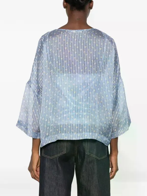 KRISTINA TI Floral-print Striped Top