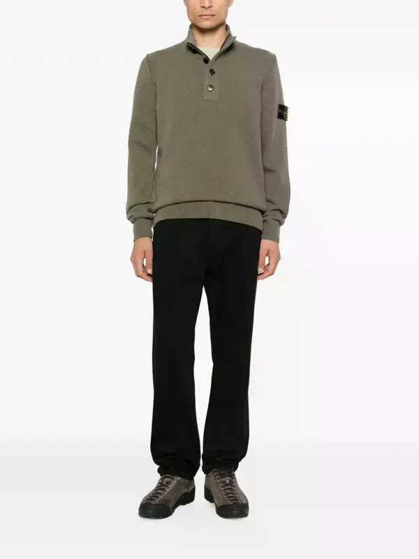 Stone Island Logo-patch Half-zip Sweater - Green