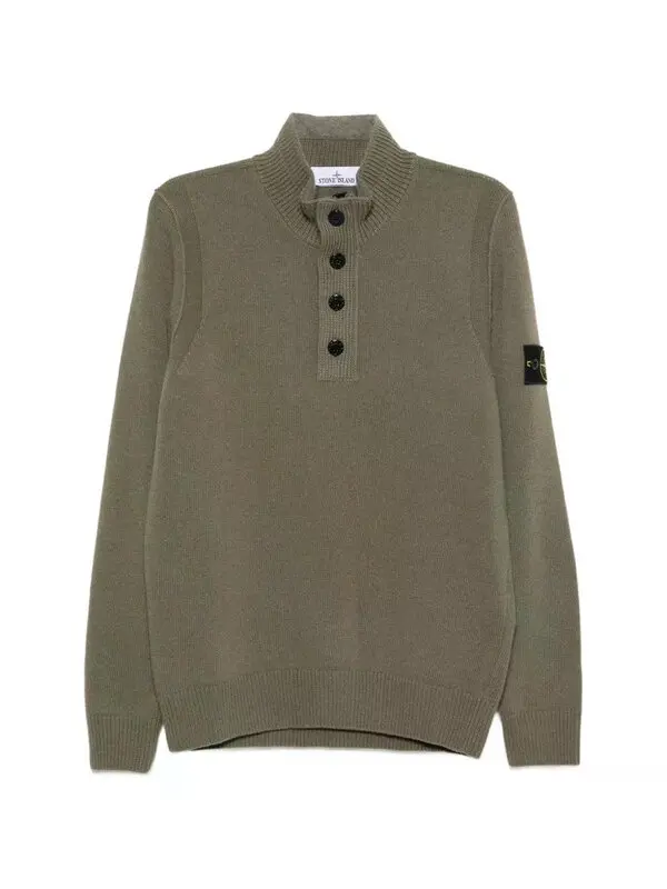 Stone Island Logo-patch Half-zip Sweater - Green