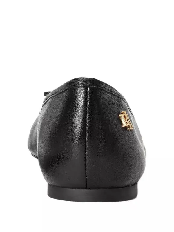 Ralph Lauren Jayna Bow-detail Logo-plaque Ballet Flats - Black
