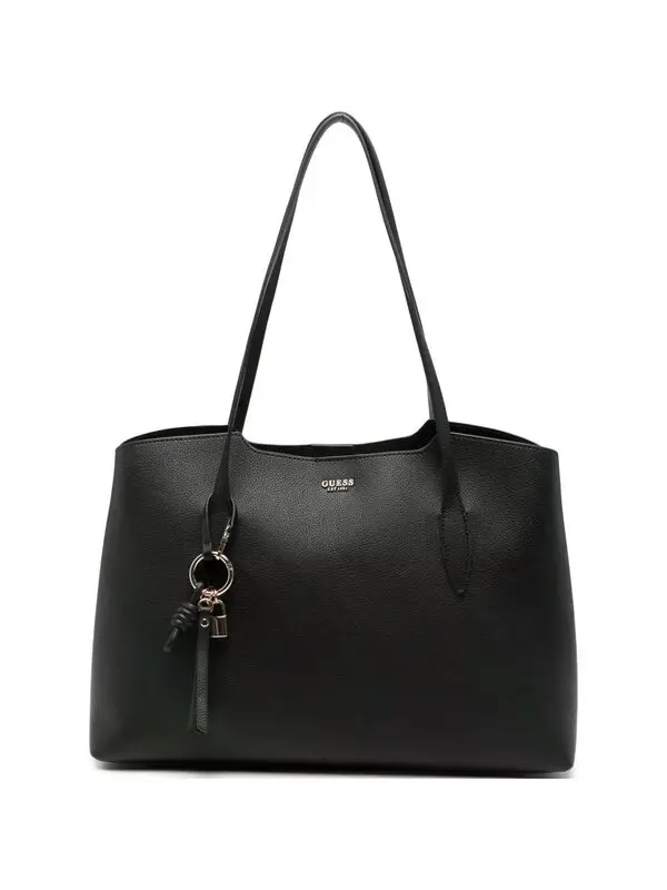 Guess Melody Logo-plaque Pebbled Tote Bag - Black