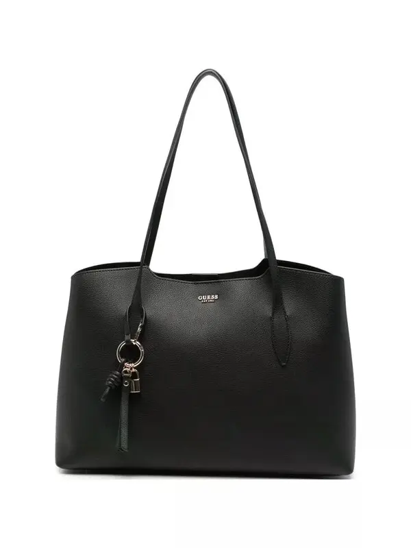 Guess Melody Logo-plaque Pebbled Tote Bag - Black