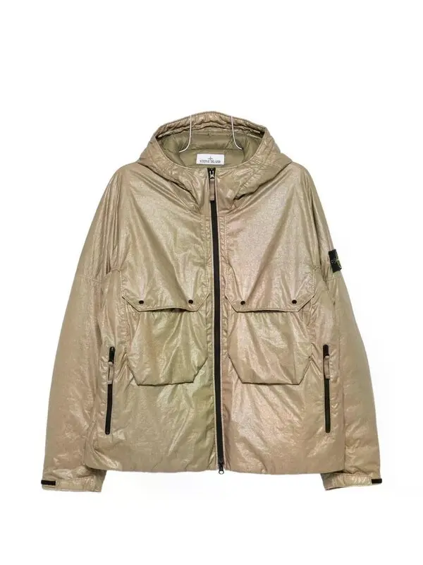 Stone Island Logo-patch Hooded Padded Jacket - Green