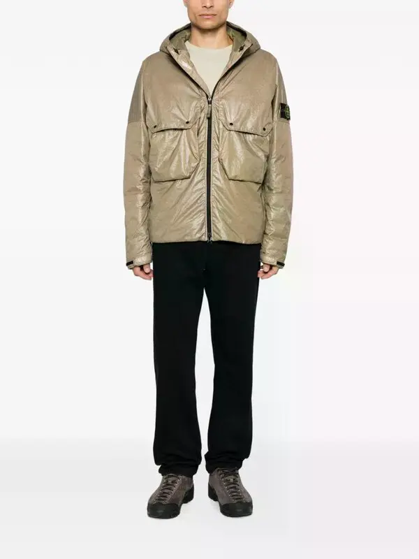 Stone Island Logo-patch Hooded Padded Jacket - Green