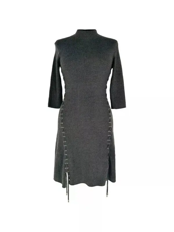 Maje Ribbed-knit Lace-up Dress