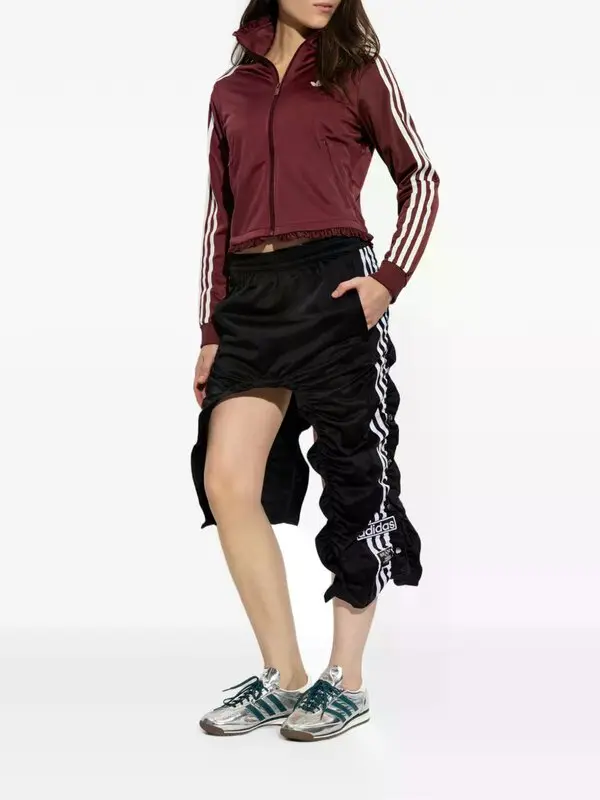 Adidas Ruffle-trimmed Striped-sleeve Zip-up Sweatshirt