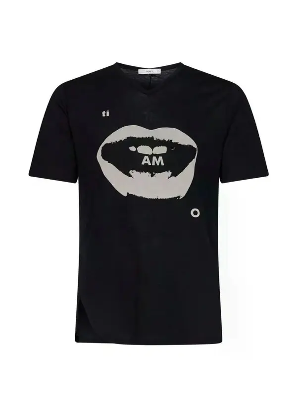 Fendi Ti Amo Print Side-slit T-shirt - Black