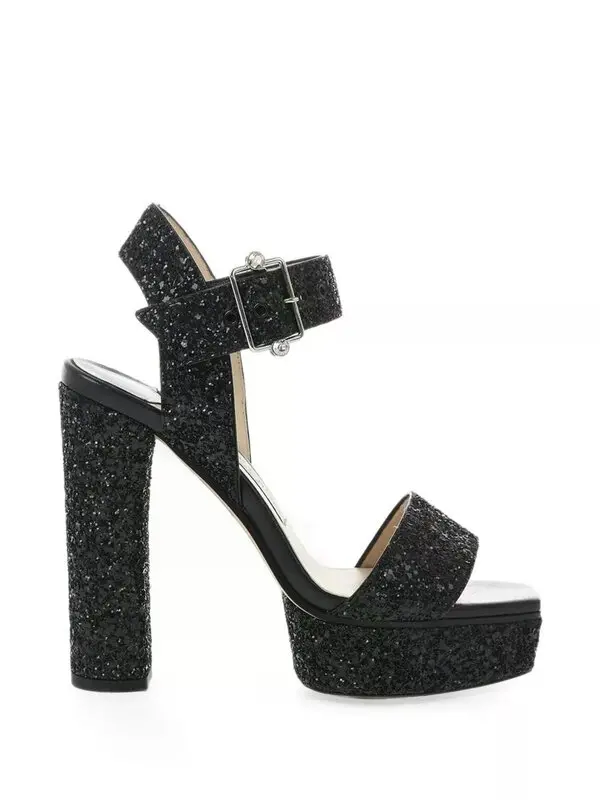 JIMMY CHOO Glitter Ankle-strap Sandals - Black