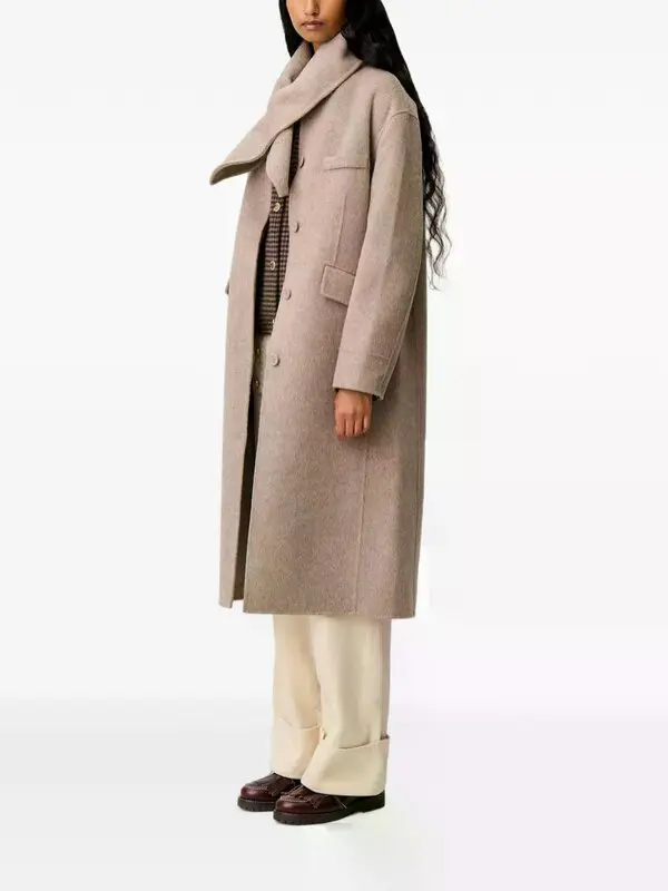 Claudie Pierlot Long Wool Scarf-collar Coat
