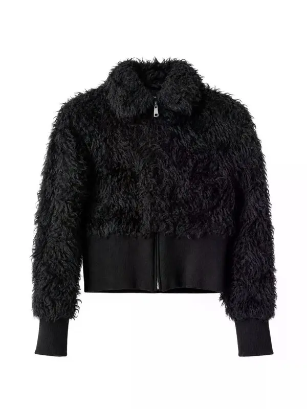 Prada Cropped Teddy Jacket - Black