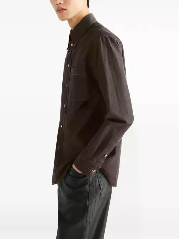 LEMAIRE Button-down Shirt In Linen And Cotton Chambray