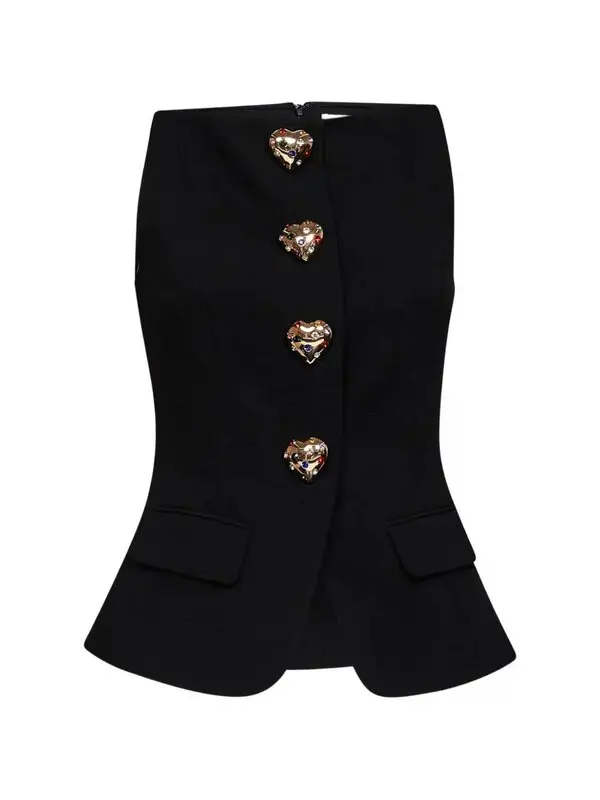 SELF-PORTRAIT Crystal-embellished Peplum Top - Black