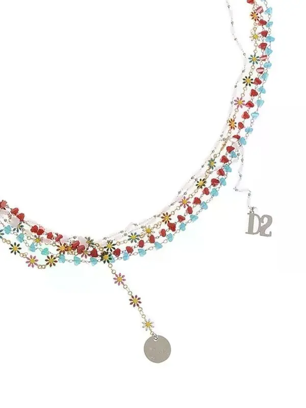 Dsquared2 Logo Beaded Multi-strand Necklace - Silver