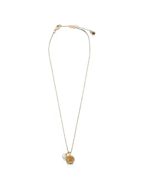COACH Logo-pendant Pearl-detail Necklace - Gold