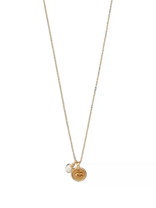 COACH Logo-pendant Pearl-detail Necklace