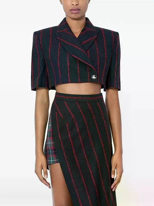 VIVIENNE WESTWOOD Cut Off Pinstripe-pattern Cropped Blazer