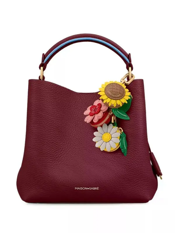 MAISON DE SABRE Sabrémoji Bloom Floral-embroidered Leather Charm - Red