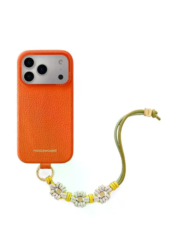 MAISON DE SABRE Wristlet Floral-knot Leather Charm