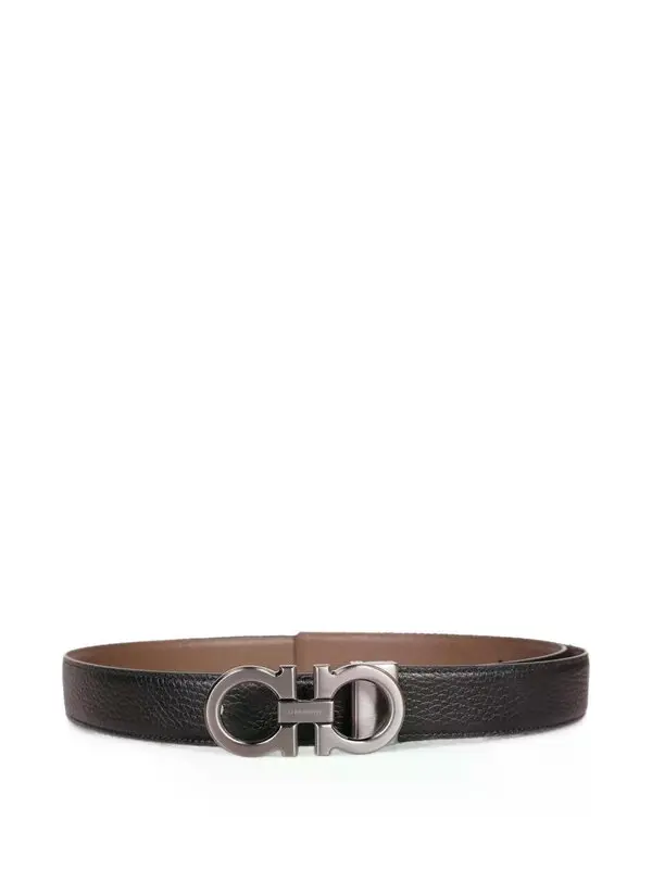 FERRAGAMO Reversible And Adjustable Gancini Belt - Black