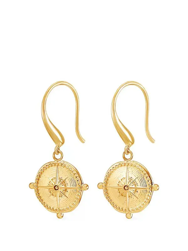DOWER & HALL Tone Compass Motif Drop Earrings - Gold