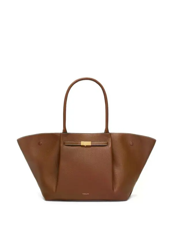 DEMELLIER The New York Contrast-stitching Leather Tote Bag - Brown