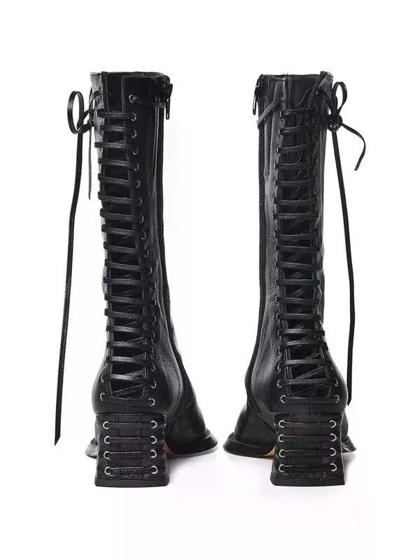 MIISTA Lace-up Pointed-toe Boots