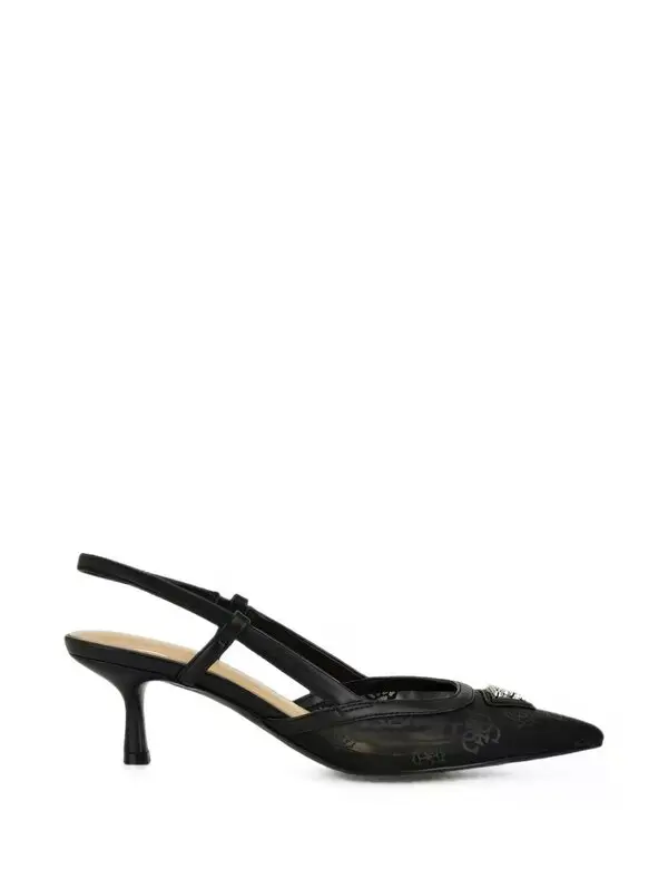 Guess Logo-print Pointed-toe Heeled Pumps