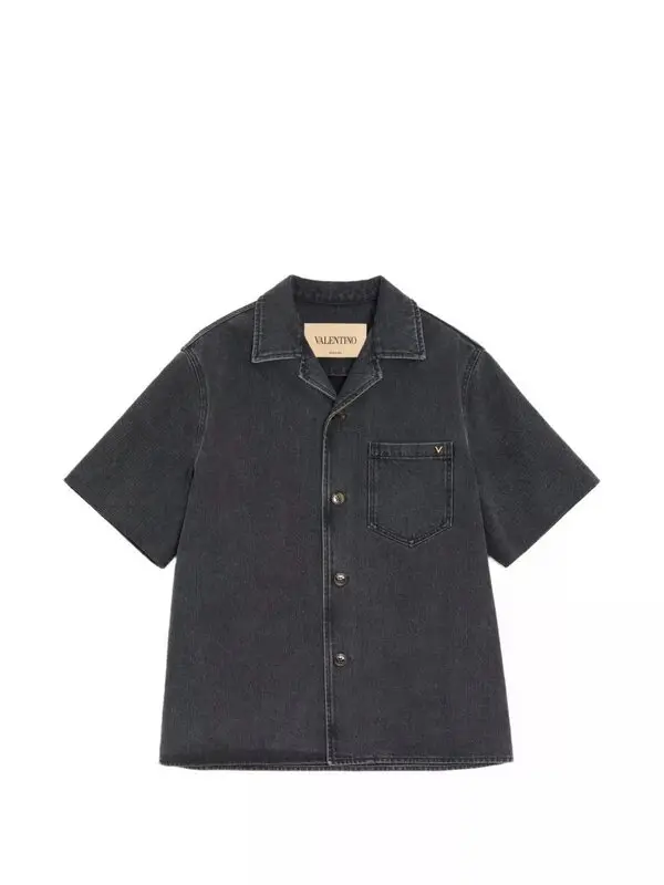 Valentino Garavani Denim Bowling Shirt With Vgold