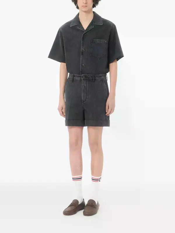 Valentino Garavani Denim Bowling Shirt With Vgold