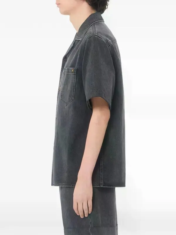 Valentino Garavani Denim Bowling Shirt With Vgold