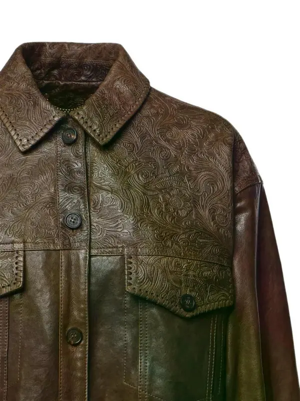 GOLDEN GOOSE Floral-embossed Leather Jacket
