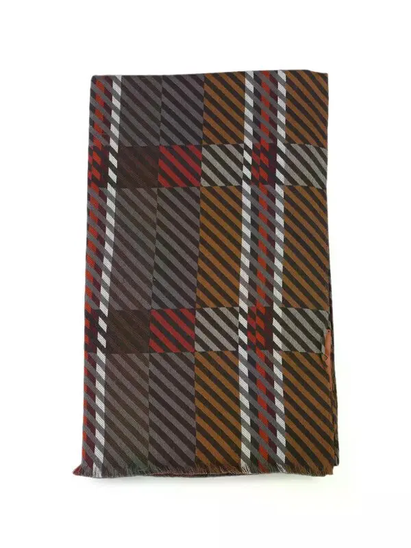 Missoni Checked Fringed Scarf - Brown