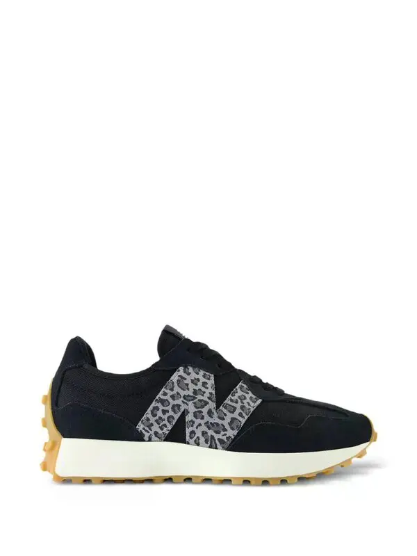NEW BALANCE 327 Leopard-print Logo Sneakers - Black