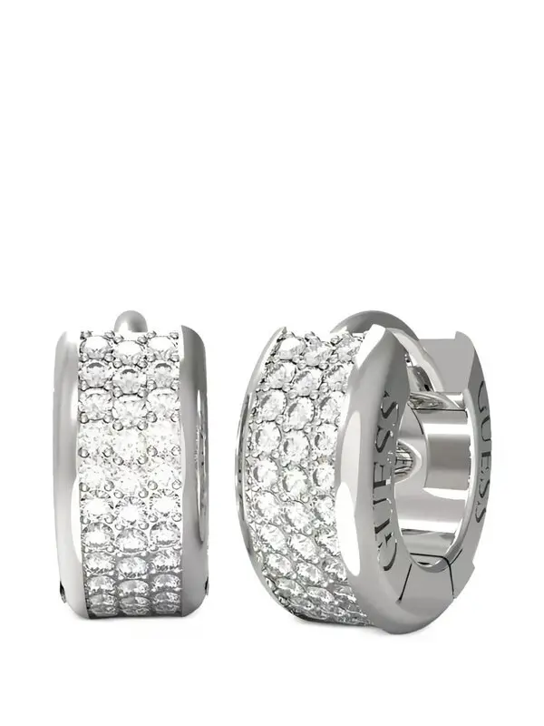 Guess Crystal-embellished Huggie Earrings - Silver