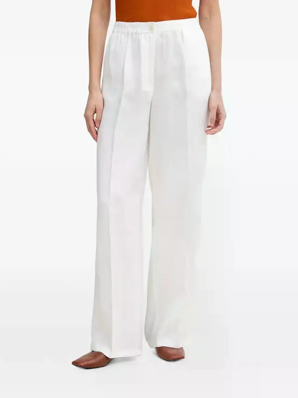 Sisley Elasticated-waistband Straight-leg Trousers - White
